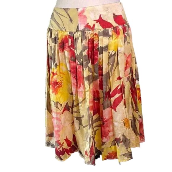 Asara | Skirts | Vibrant Floral Skater Skirt | Poshmark